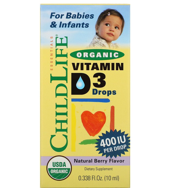 Купить ChildLife Essentials Органический Витамин D3 в каплях Ягоды (400 ...