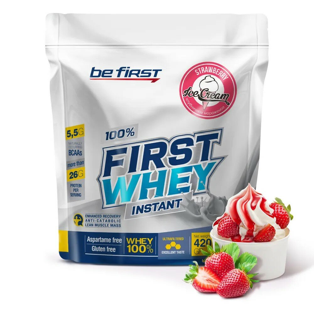 Купить Be First Протеин First Whey protein Клубника, 900 г выгодно на ...