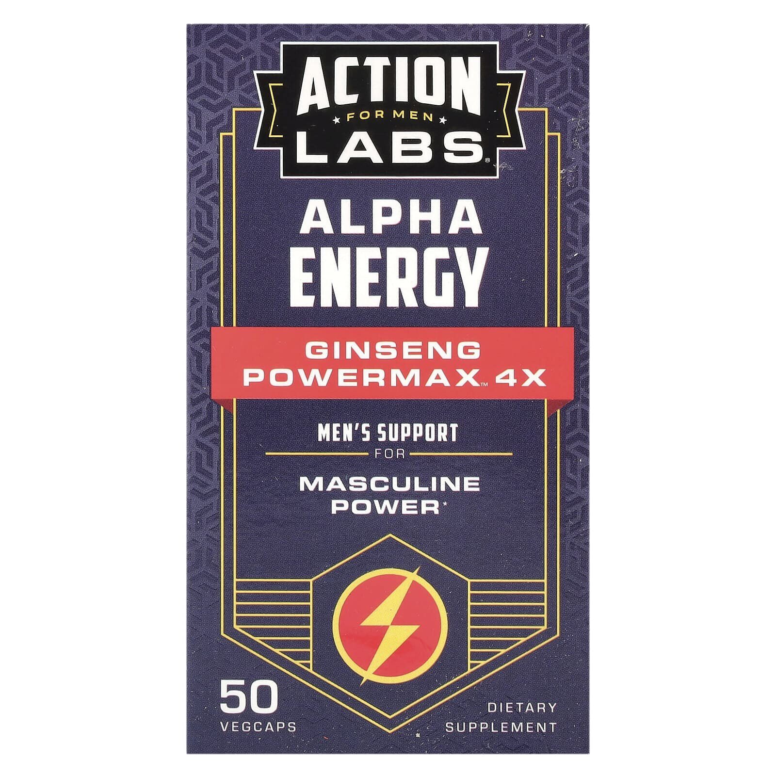 Купить Action Labs БАД Для мужчин Alpha Energy Ginseng Powermax 4x, 50 ...